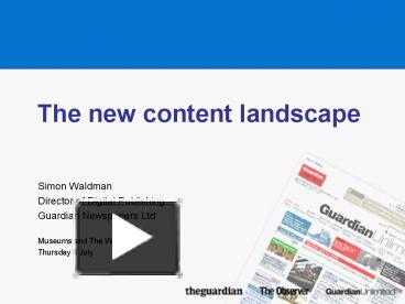 Simon Waldman presentation | free to view
