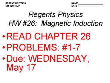 Regents Physics HW presentation | free to view