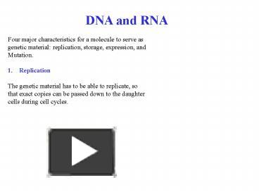 DNA and RNA presentation | free to view