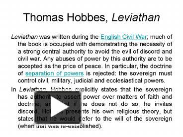 Thomas Hobbes, Leviathan presentation | free to view