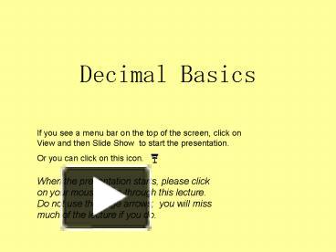 Decimal Basics presentation | free to view