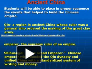 PPT – Ancient China PowerPoint presentation | free to view - id: 2005a6 ...