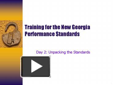 PPT – Training for the New Georgia Performance Standards PowerPoint ...