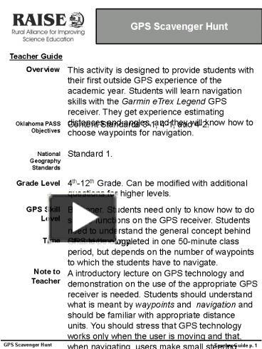 PPT – GPS Scavenger Hunt PowerPoint presentation | free to view - id ...