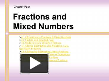 PPT – Fractions and Mixed Numbers PowerPoint presentation | free to ...