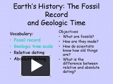 Earths History: The Fossil Record and Geologic Time presentation | free ...