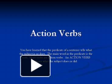 Action Verbs presentation | free to view