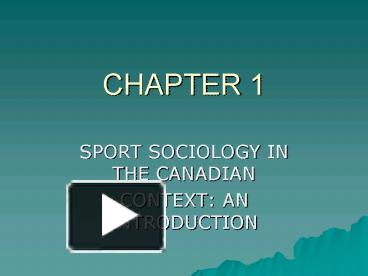 PPT – SPORT SOCIOLOGY IN THE CANADIAN PowerPoint presentation | free to ...