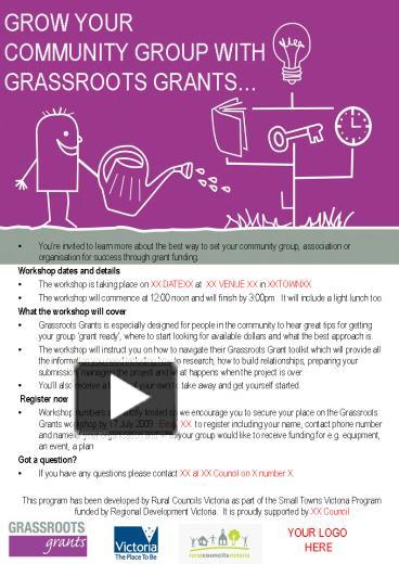 GROW YOUR COMMUNITY GROUP WITH GRASSROOTS GRANTS presentation | free to view