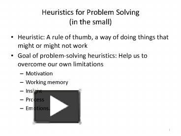 Heuristics for Problem Solving (in the small) presentation | free to download