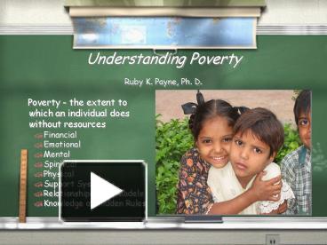 Understanding Poverty Ruby K' Payne, Ph' D' presentation | free to view