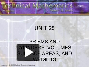 PPT – PRISMS AND CYLINDERS: VOLUMES, SURFACE AREAS, AND WEIGHTS ...