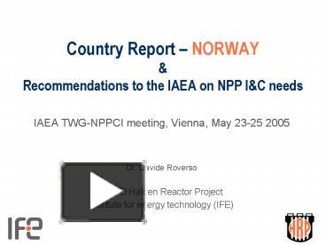 Country Report NORWAY presentation | free to view