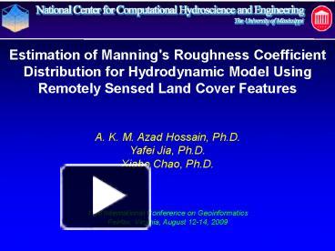 Estimation of Manning's Roughness Coefficient Distribution for Hydrodynamic Model Using Remotely ...