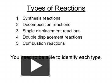 Types of Reactions presentation | free to view