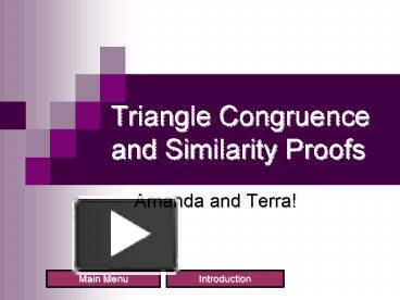PPT – Triangle Congruence and Similarity Proofs PowerPoint presentation ...