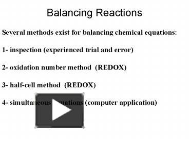 Balancing Reactions presentation | free to view