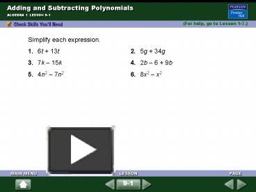 Adding and Subtracting Polynomials presentation | free to view