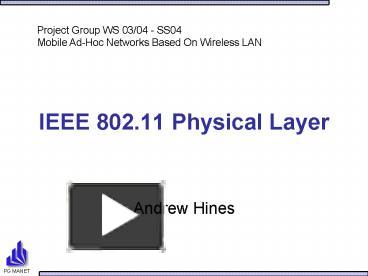 IEEE 802'11 Physical Layer presentation | free to view