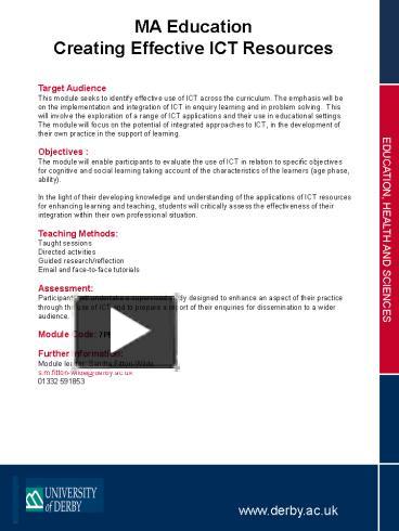 MA Education Creating Effective ICT Resources presentation | free to view
