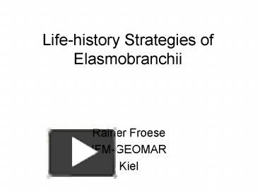 PPT – Lifehistory Strategies of Elasmobranchii PowerPoint presentation | free to view - id ...