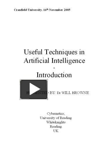 PPT – Useful%20Techniques%20in%20Artificial%20Intelligence%20-%20Introduction PowerPoint ...