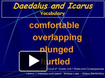 Daedalus and Icarus Vocabulary presentation | free to view