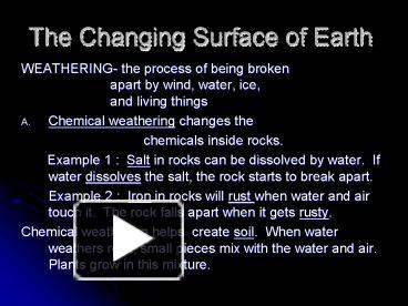 PPT – The Changing Surface of Earth PowerPoint presentation | free to ...