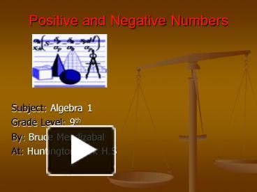 Positive and Negative Numbers presentation | free to view