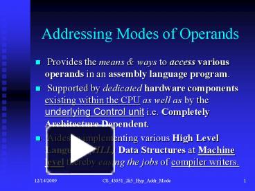 PPT – Addressing Modes of Operands PowerPoint presentation | free to ...