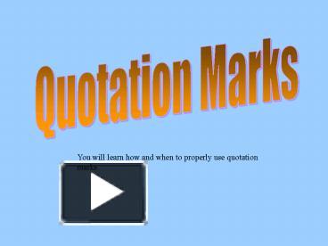 Quotation Marks presentation | free to view