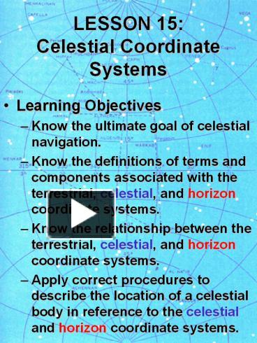 LESSON 15: Celestial Coordinate Systems presentation | free to download