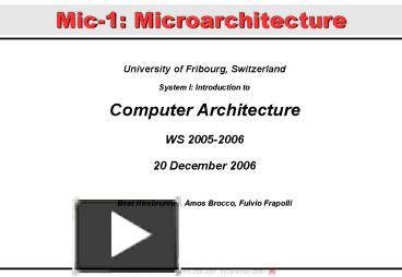 Mic-1: Microarchitecture presentation | free to view