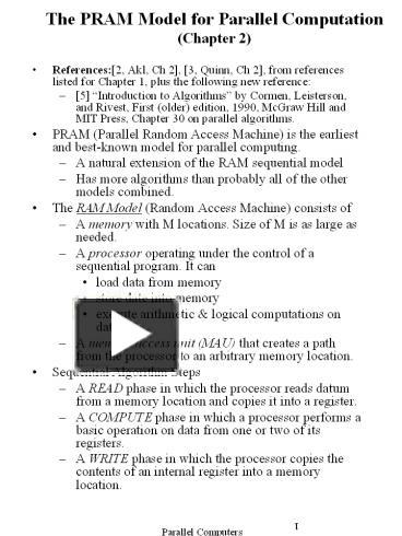 PPT – The PRAM Model for Parallel Computation Chapter 2 PowerPoint presentation | free to ...