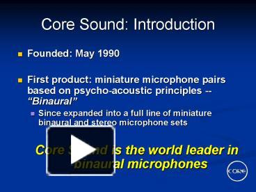 PPT – Core Sound: Introduction PowerPoint presentation | free to view ...