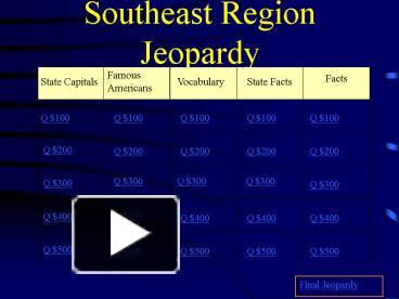 Southeast Region Jeopardy presentation | free to view