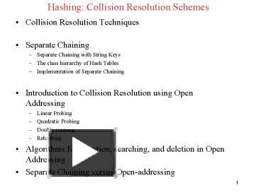 Hashing: Collision Resolution Schemes presentation | free to view
