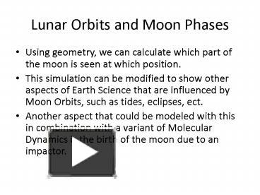 Lunar Orbits and Moon Phases presentation | free to view