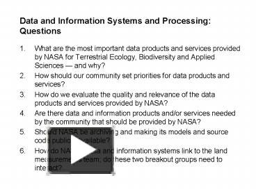 Data and Information Systems and Processing: Questions presentation | free to download