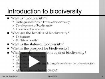 Introduction to biodiversity presentation | free to view