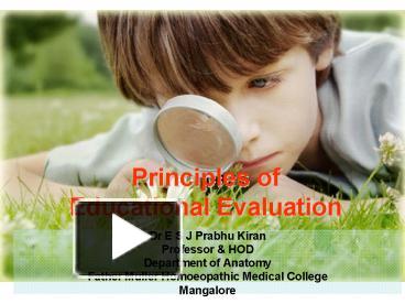 Principles of Educational Evaluation presentation | free to view