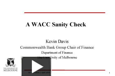 PPT – A WACC Sanity Check PowerPoint presentation | free to view - id: 22a3f9-ZDc1Z