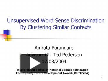 Unsupervised Word Sense Discrimination By Clustering Similar Contexts presentation | free to ...