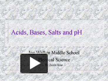 Acids, Bases, Salts and pH presentation | free to view