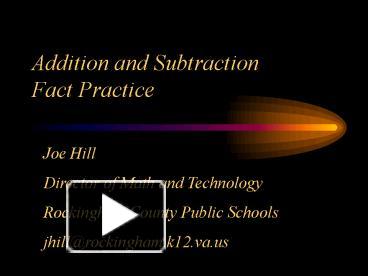 PPT – Addition and Subtraction Fact Practice PowerPoint presentation ...