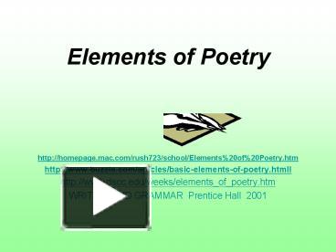 Elements of Poetry presentation | free to view