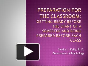 Preparation for the classroom: getting ready before the start of a ...