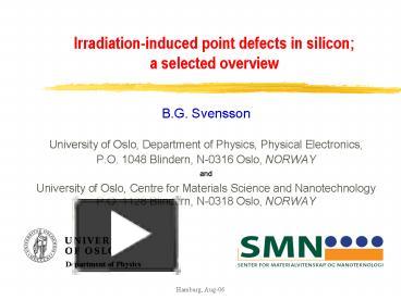 PPT – Irradiationinduced point defects in silicon a selected overview PowerPoint presentation ...