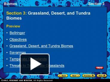 Section 3: Grassland, Desert, and Tundra Biomes presentation | free to view