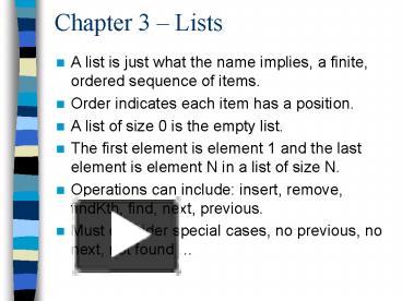 Chapter 3 Lists presentation | free to view